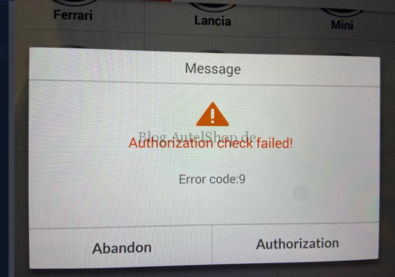 Fixed Autel Im608 Pro Authorization Check Failed Error Code9 Autelshopde Official Blog